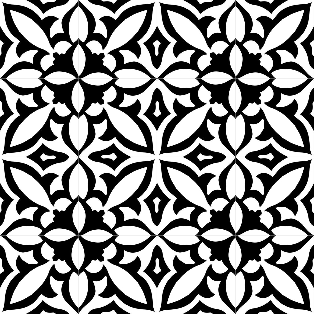 Retro Neuve Fleur Noir 8x8 Porcelain Tile – Glazzio Surfaces