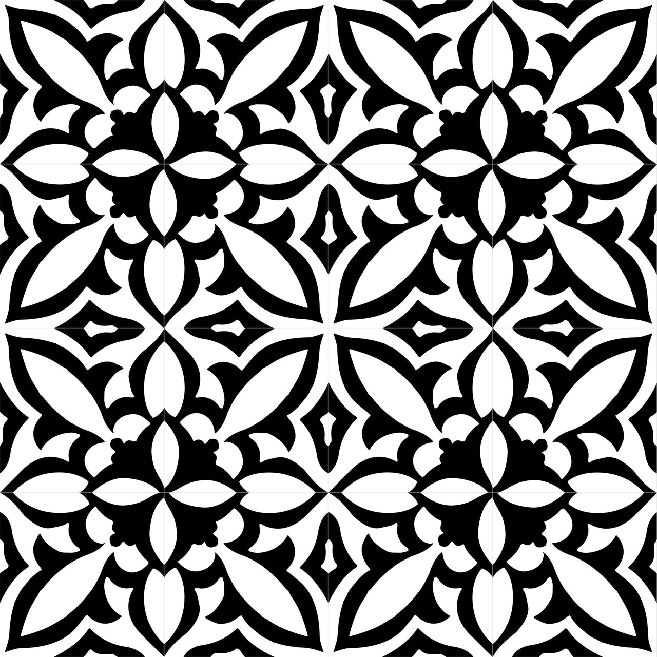 Retro Neuve Fleur Noir 8x8 Porcelain Tile – Glazzio Surfaces