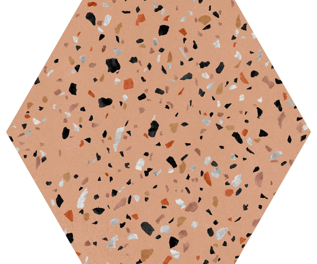 Abstract Camel 8x9 Porcelain Hex – Glazzio Surfaces