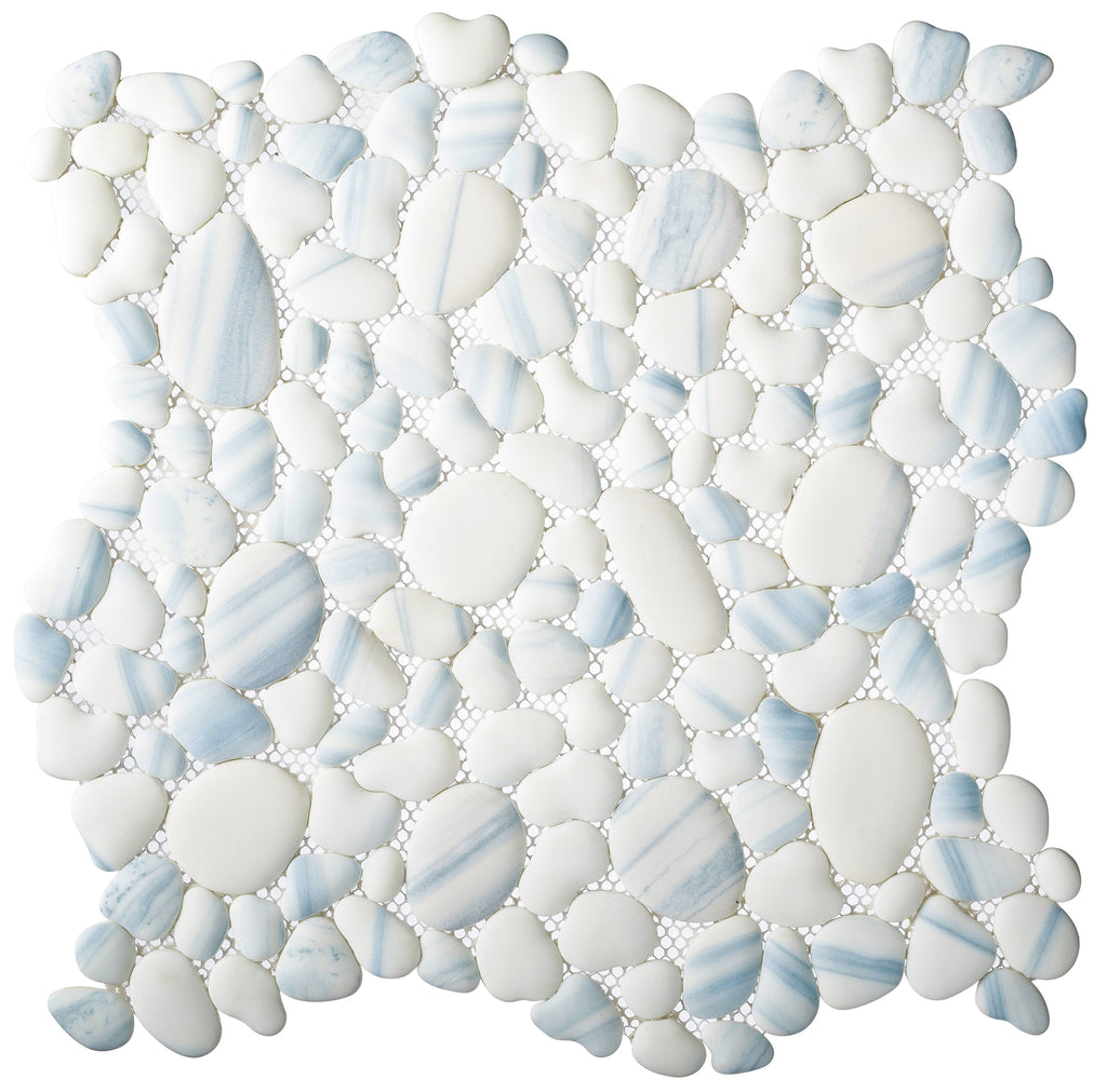 Vista Chino Maya Rain 12x12 Glass Pebble Mosaic – Glazzio Surfaces